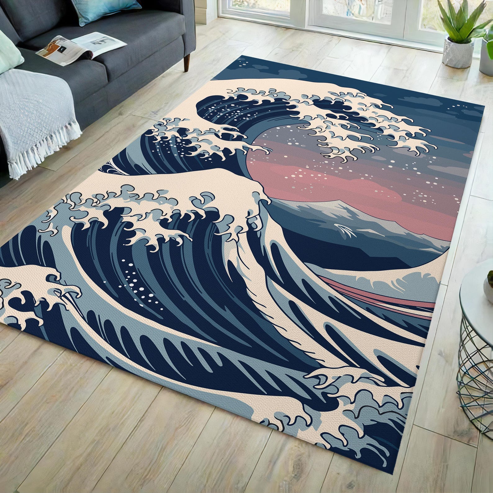 Japan Wave Rug, Wave Rug, Modern Rug, Home Decor Rug, Home Art Decor ...