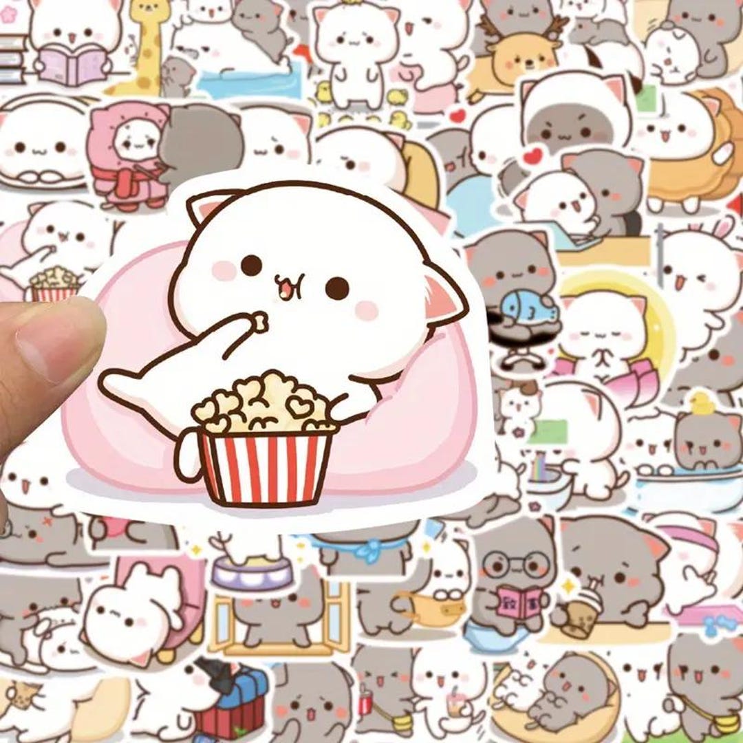 Peach Cat Stickers | 10/20/30 Piece | Random Sticker Packs | Waterproof ...