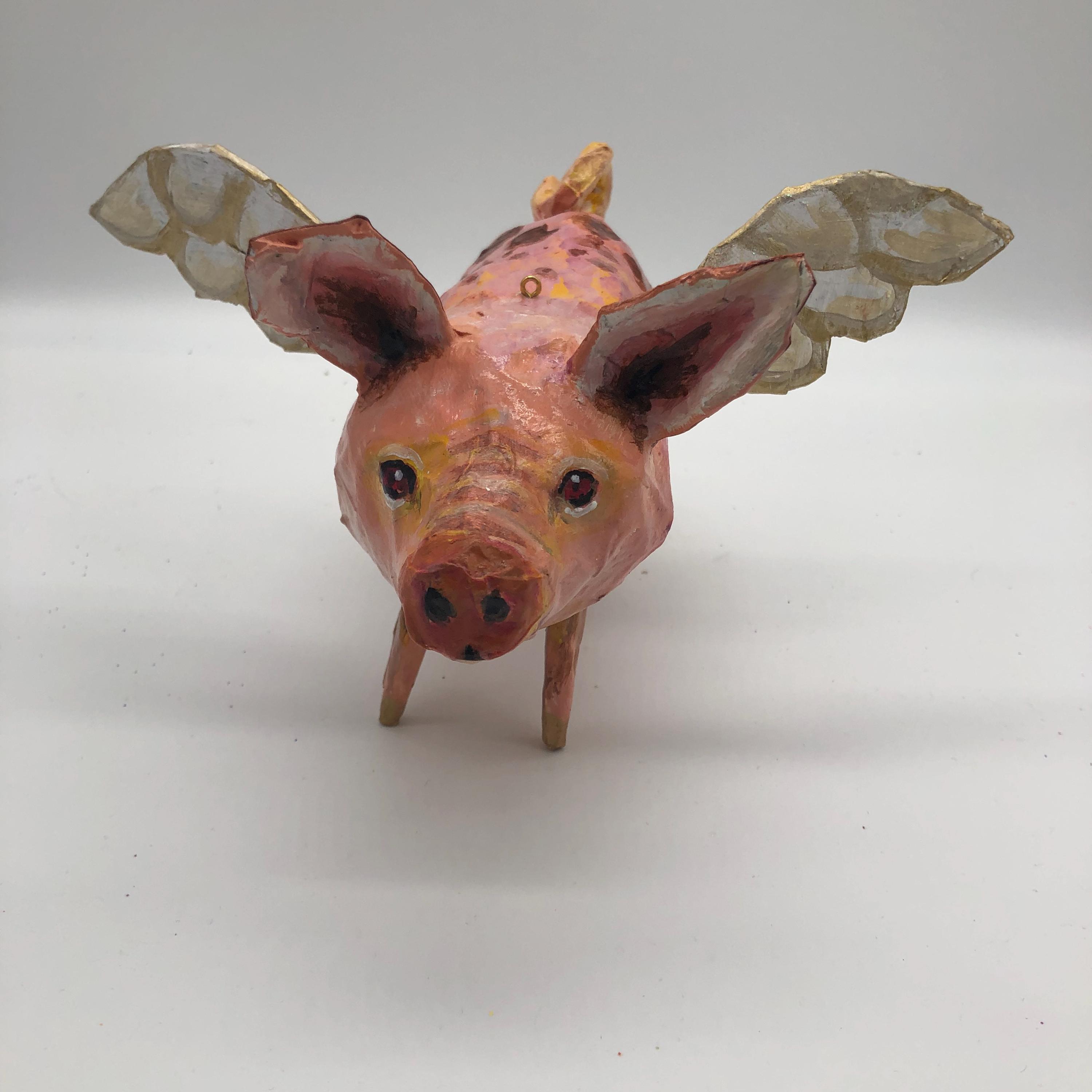 Pig Flying Paper Mache Folk Art Sculpture Handmade - Etsy