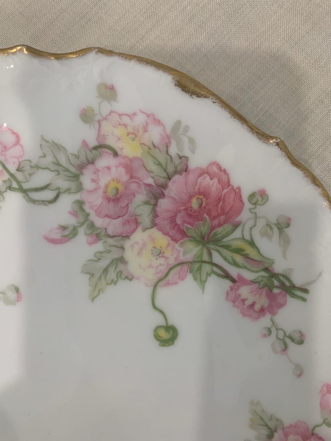 Antique Elite Works Limoges France Roses Floral Plate With Gold Trim ...