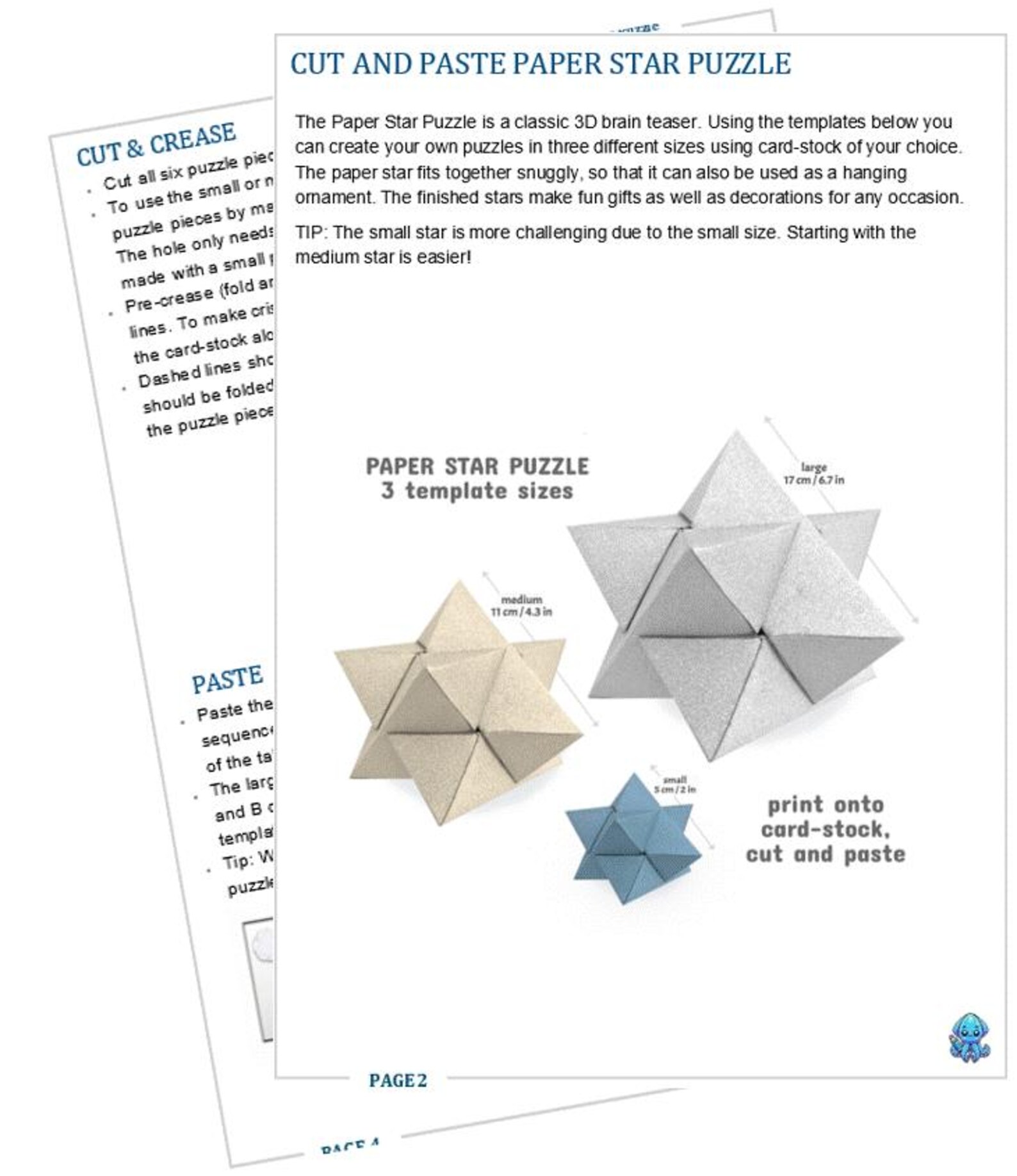 3D Paper Star Puzzle Template - Etsy