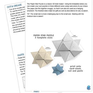 3D Paper Star Puzzle Template - Etsy