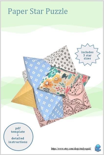 3D Paper Star Puzzle Template - Etsy
