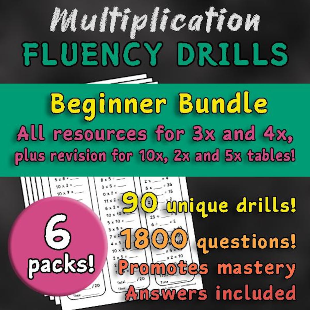 Times Table Fluency Drills Worksheets BUNDLE for 3x and 4x, Plus ...