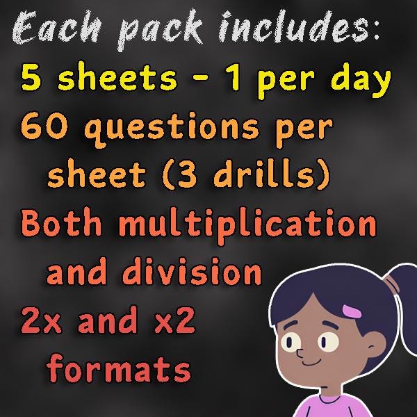 Times Table Fluency Drills Worksheets for 10x, 5x, 4x, 3x and 2x Tables ...