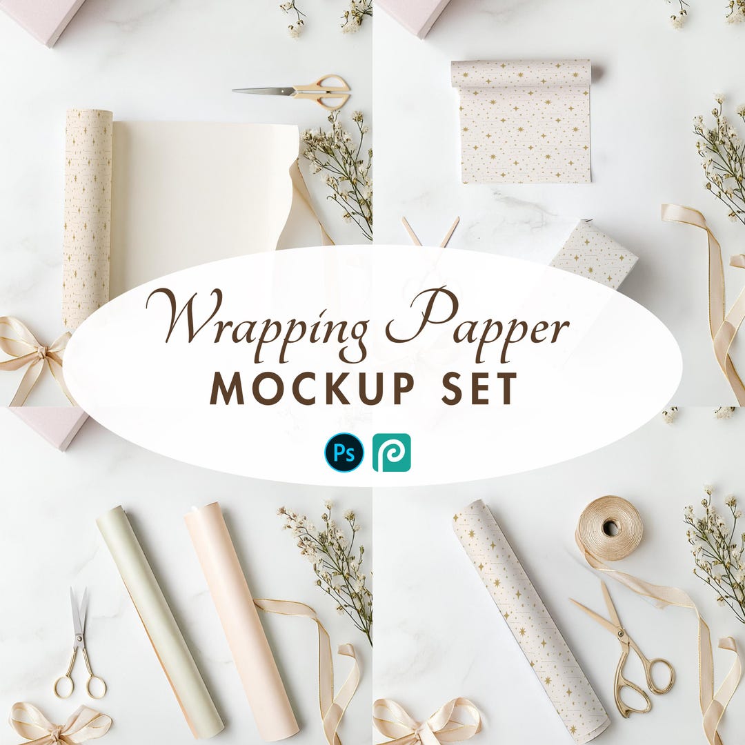 Elegant Gift Wrapping Mockup PSD, Wrapping Paper Mockup, Gift Mockup ...