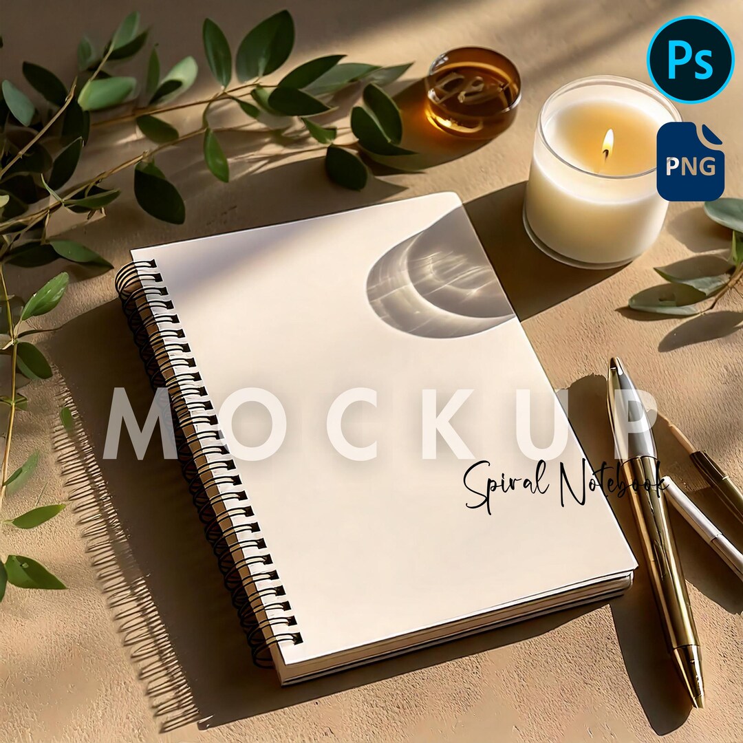 Spiral Notebook Mockup | Printify Notebook Mockup | A5 Spiral Journal ...
