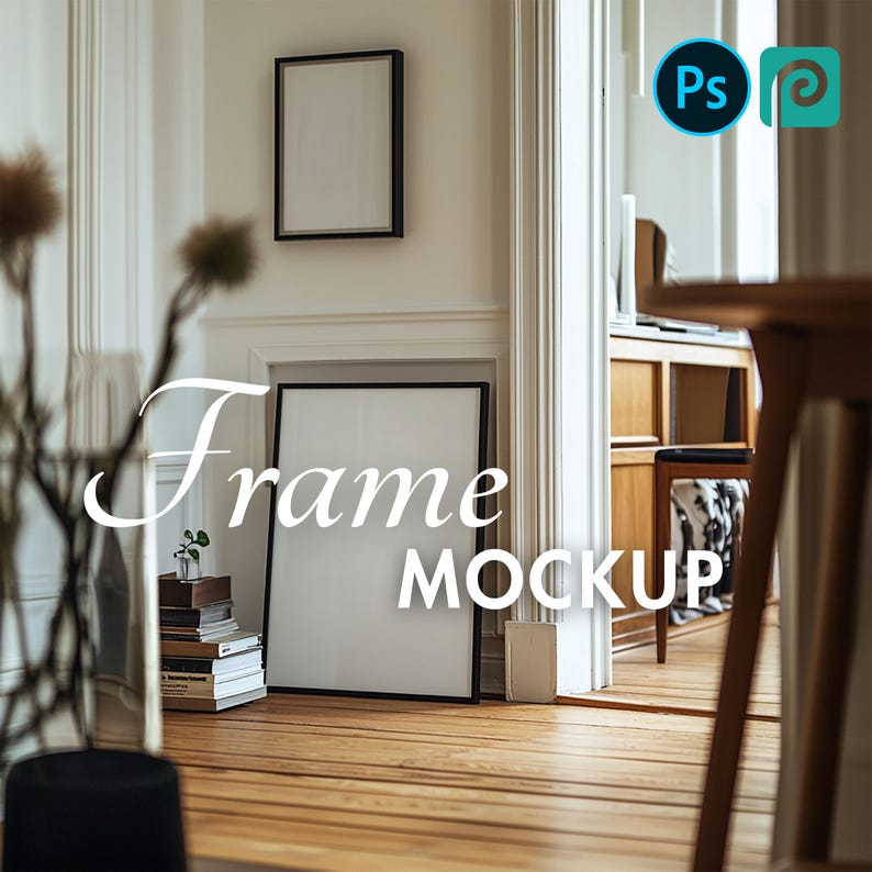 Two Frames Mockup 2:3 Black Frames Mockup Duo, Digital Frame 2 Vertical ...