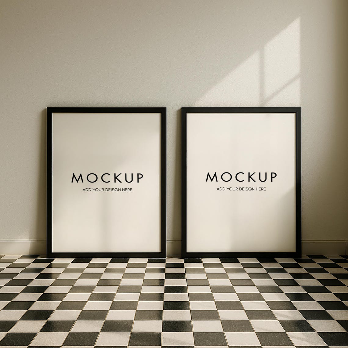 Two Frames Mockup 2:3 Black Frames Mockup Duo, Digital Frame 2 Vertical ...