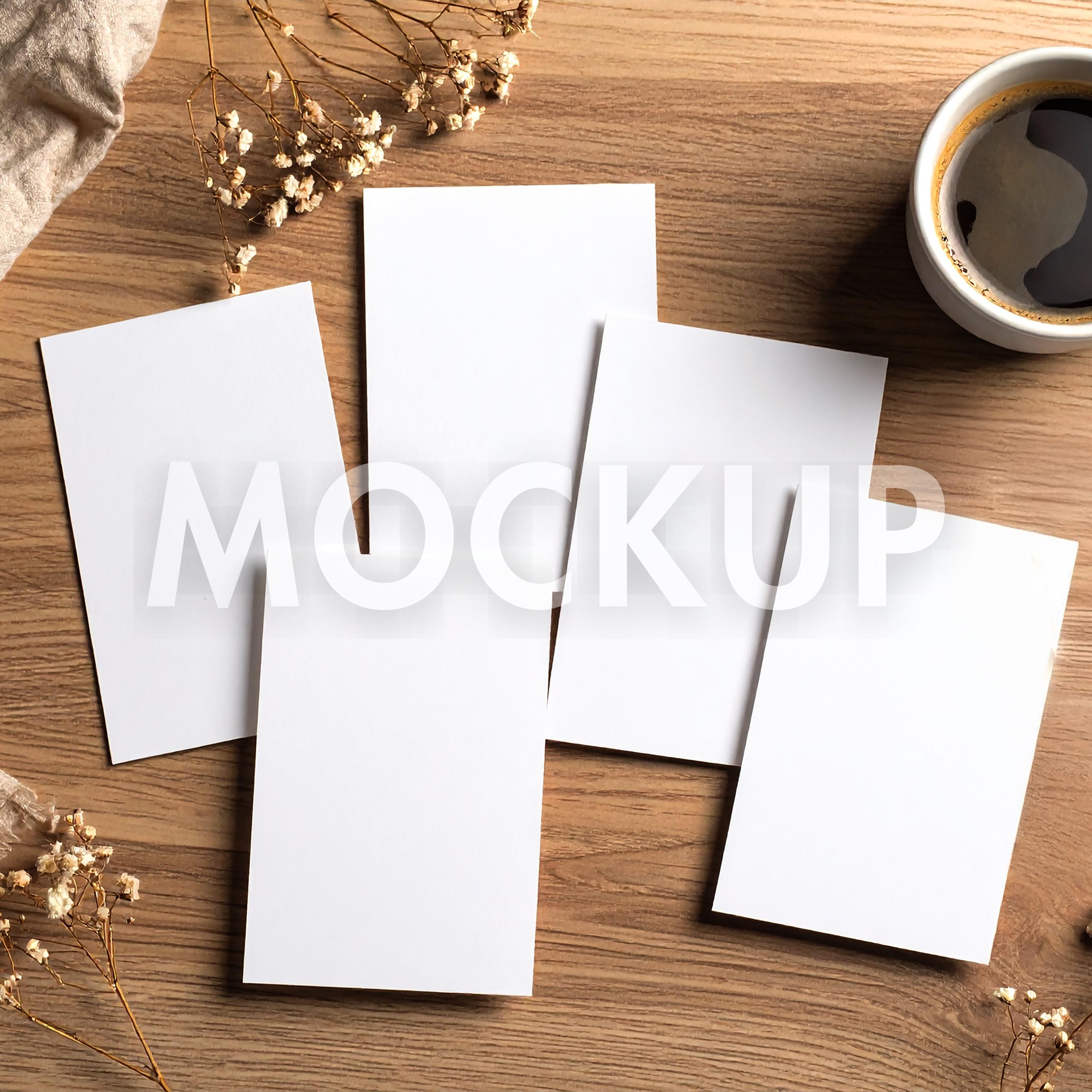 5 Postcard Mockup Bundle | Minimal Invitation Mockup | 5x7 Folded Card ...