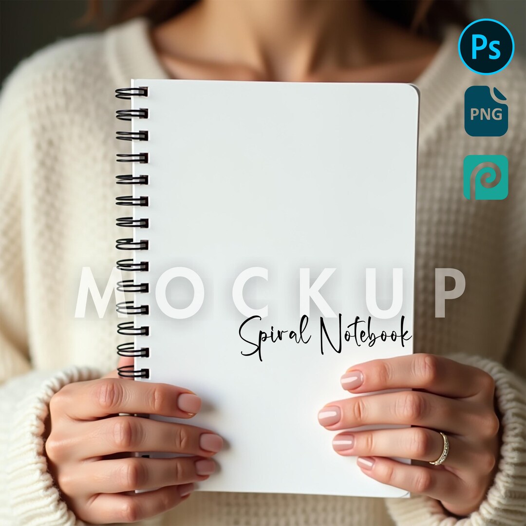 Spiral Notebook Mockup With Person | Printify Notebook Mockup | A5 ...