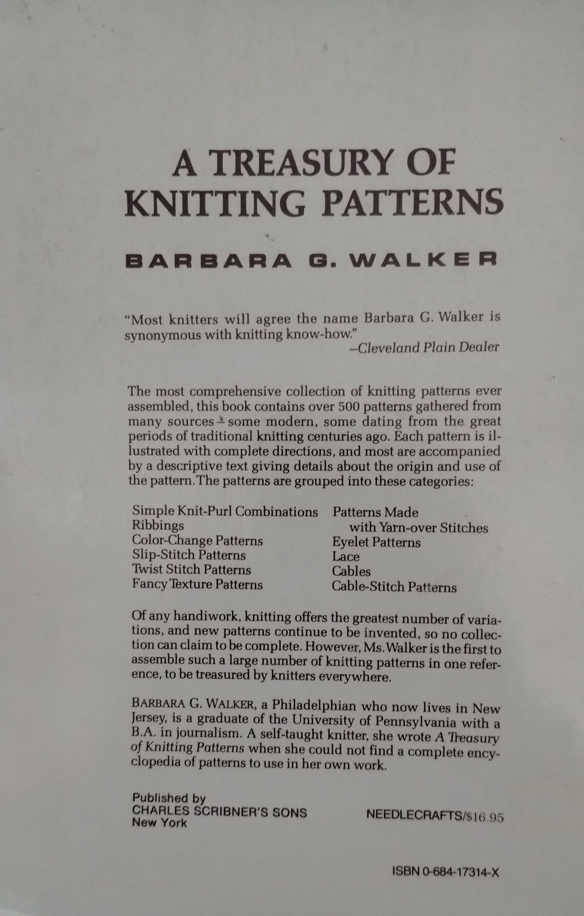 A Treasury of Knitting Patterns by Barbara G. Walker - Etsy