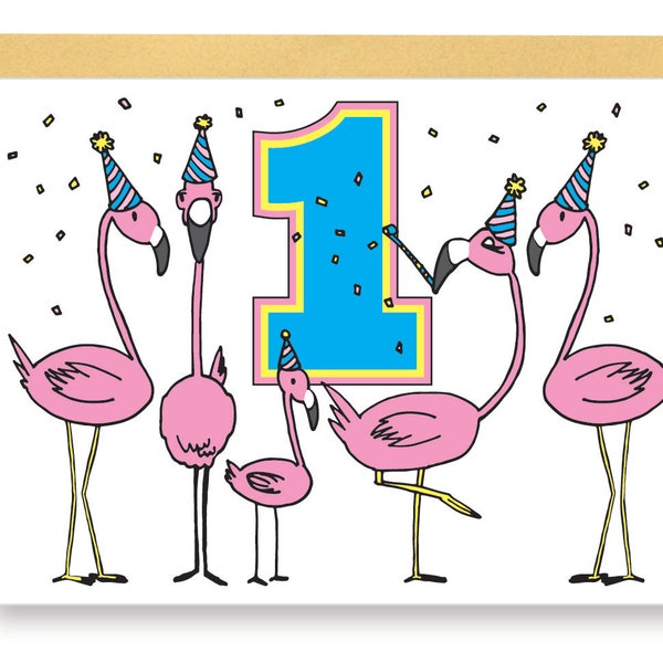 Flamingo Happy Birthday Card - Etsy