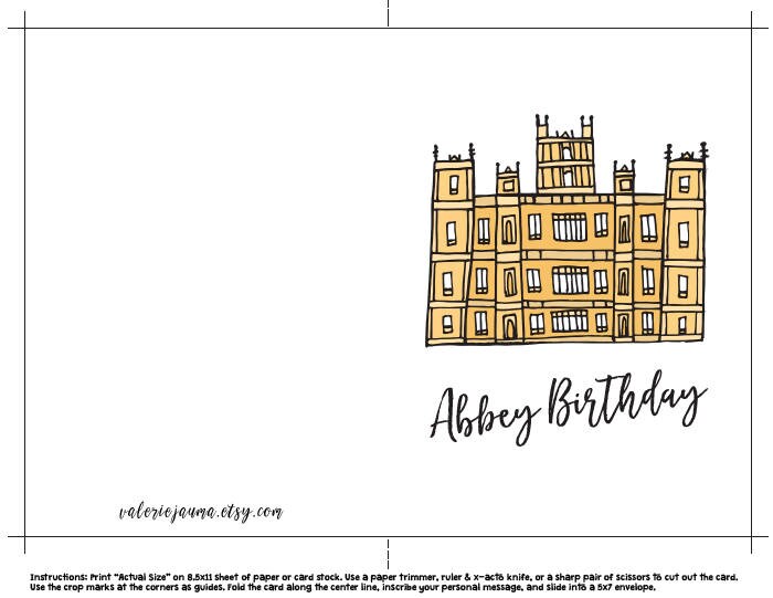 DIGITAL DOWNLOAD - "abbey Birthday" Greeting Card 2 (5x7) - Downton ...