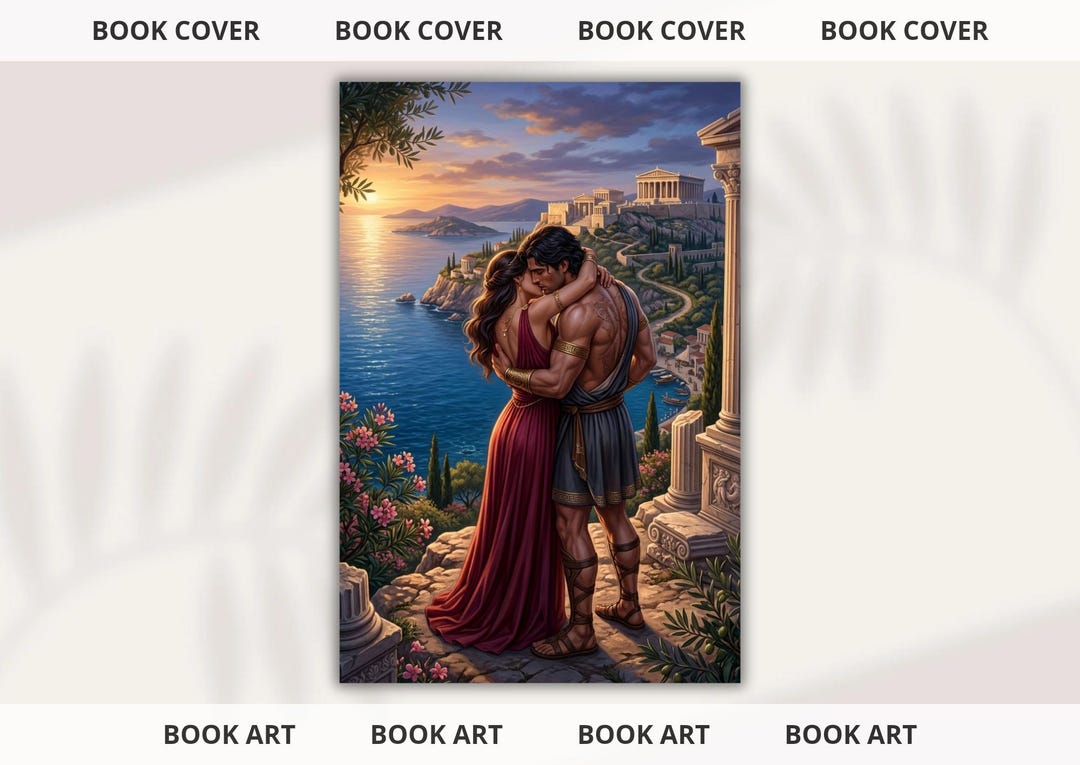Ancient Greek Premade Book Cover, Sunset Coastal - Etsy