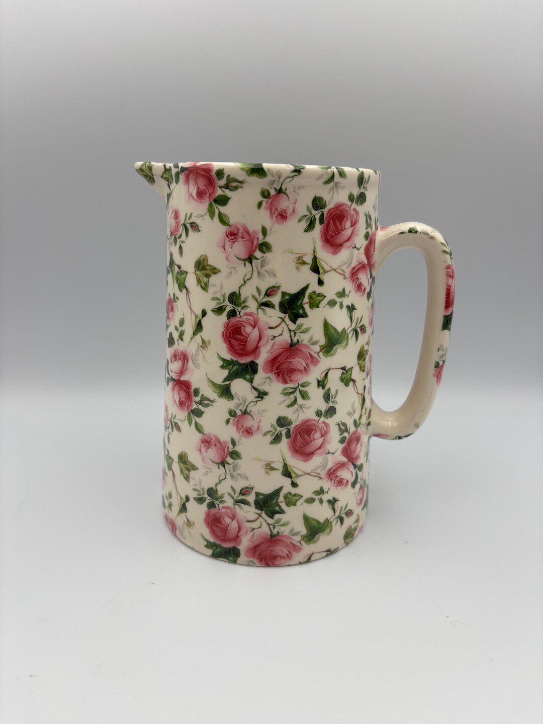 Vintage Rose Chintz Ceramic Pitcher Crown B Burslem Made in England ...