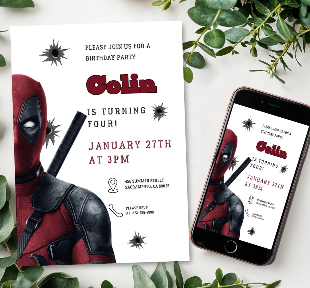 Deadpool Birthday Invitation, Printable Deadpool Template, Editable ...