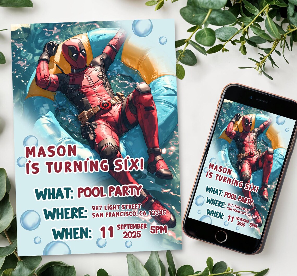Deadpool Birthday Invitation, Printable Deadpool Template, Editable ...