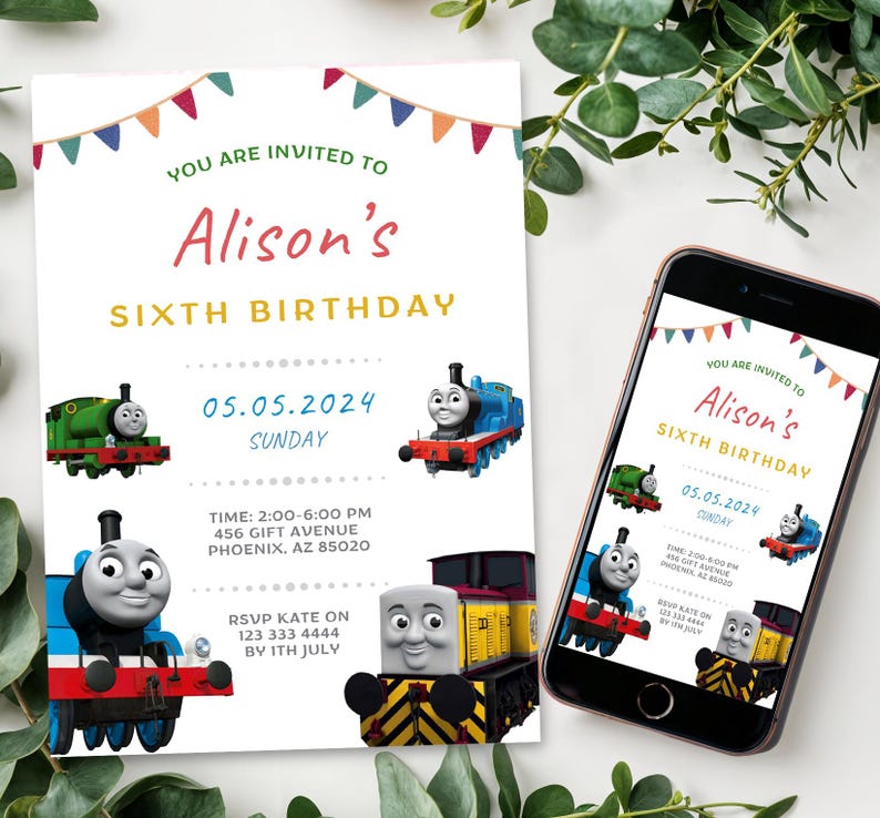 Printable Thomas Train Birthday Invitation, Editable Thomas Party ...