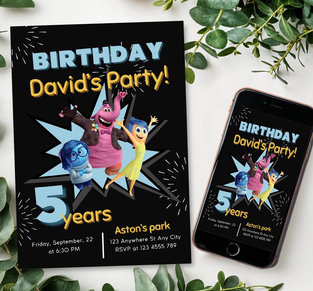 Insideout Birthday Invitation, Printable Inside Out Template, Editable ...