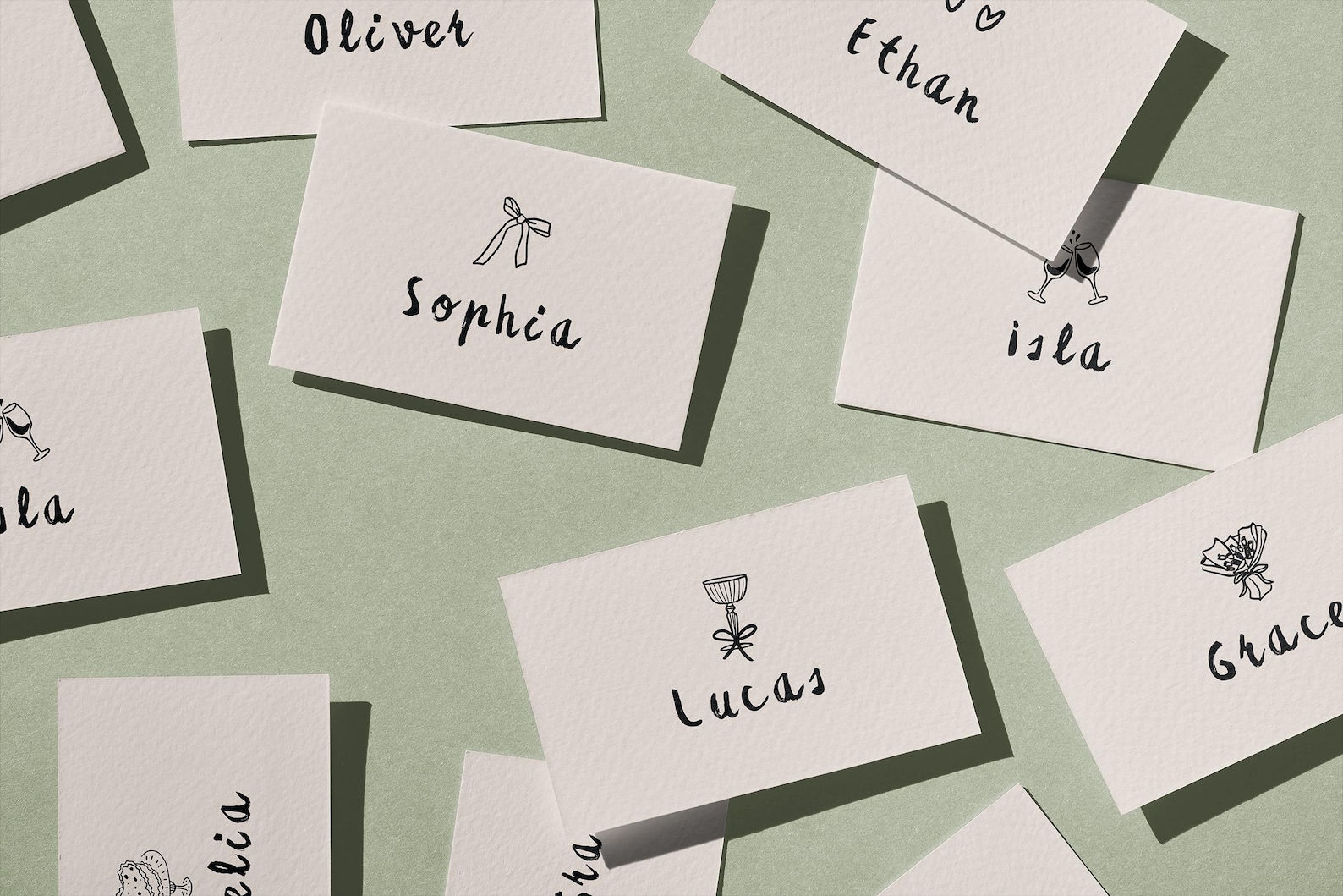 TABLE PLACE CARDS Template | Cute Illustrated Wedding Table Decor ...