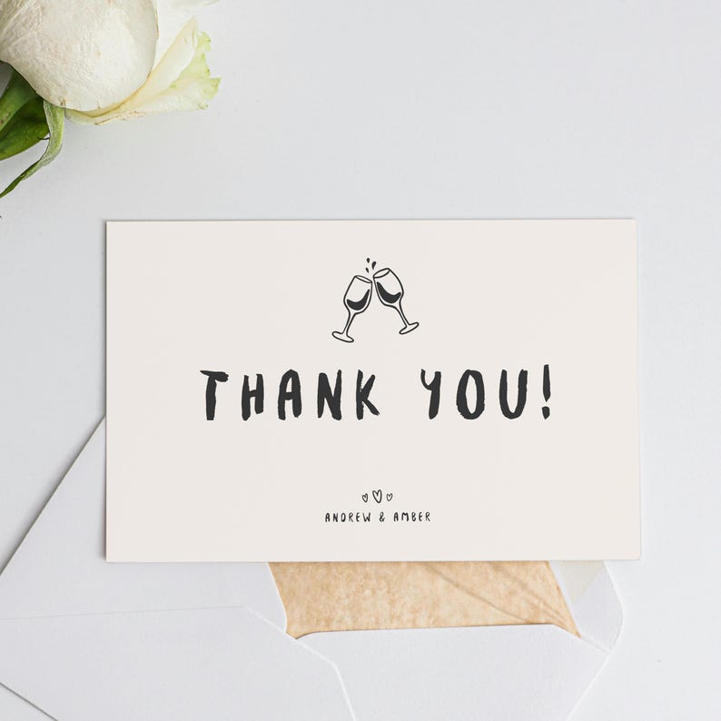 THANK YOU CARD Template | Hand Drawn Fun Illustrated | Printable Modern ...