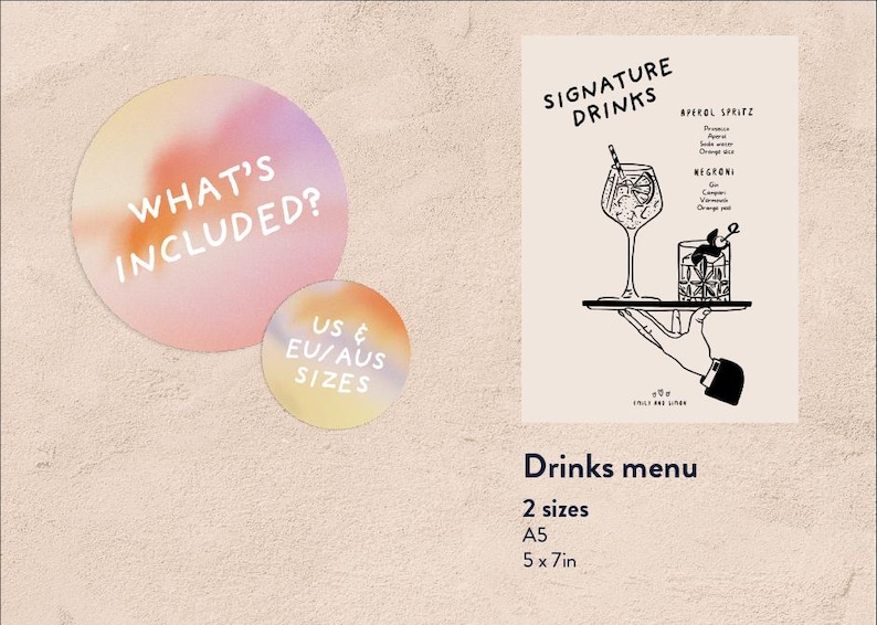 SIGNATURE COCKTAIL MENU Template | Illustrated Printable Wedding Sign ...