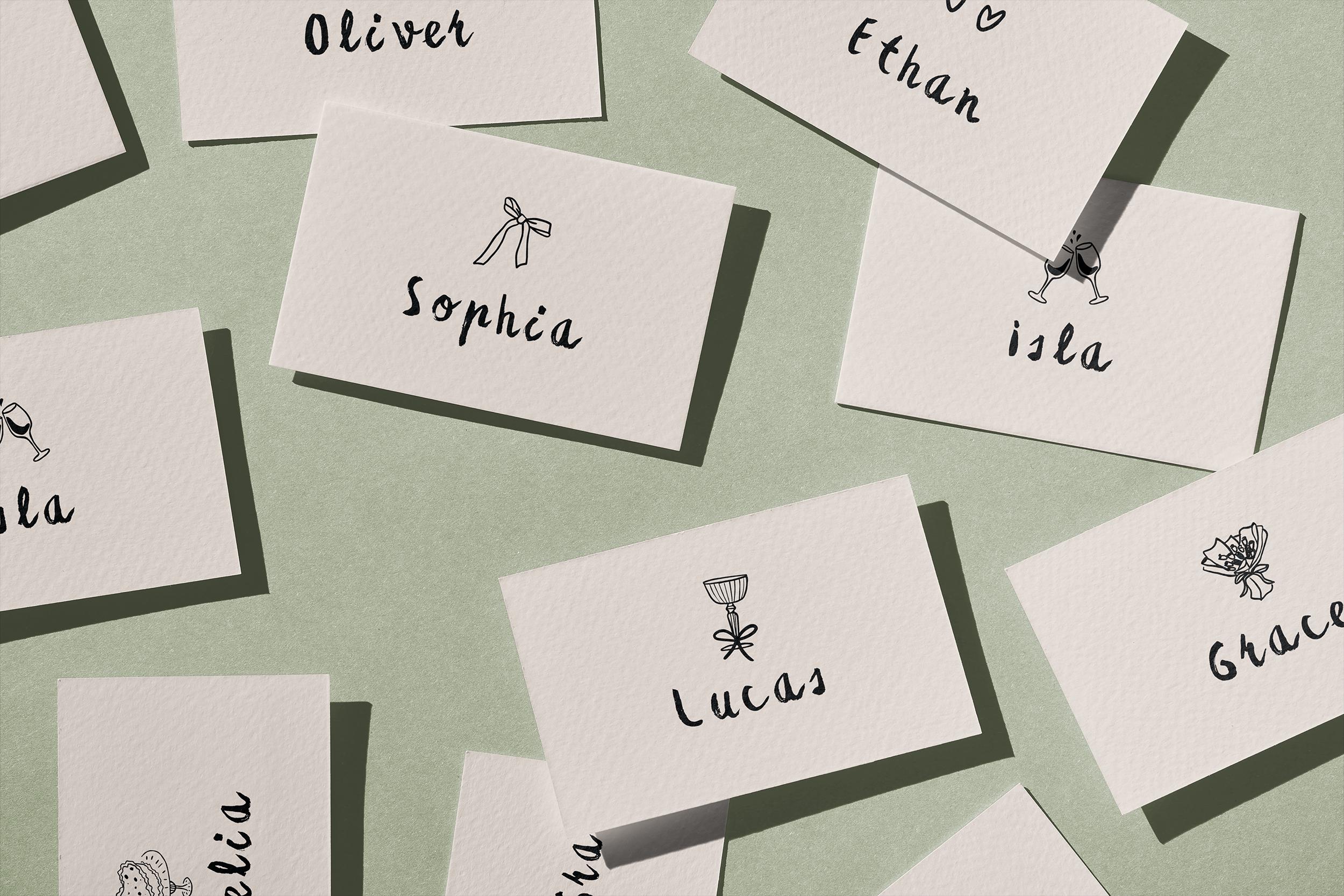 Illustrated Menu + Place Cards Printable Template | Hand Drawn Food and ...