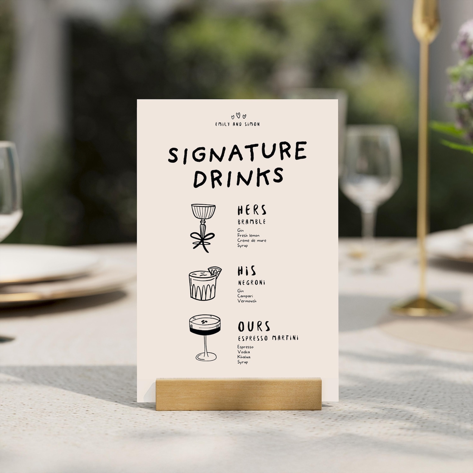 SIGNATURE COCKTAIL MENU Template | Illustrated Printable Wedding Sign ...