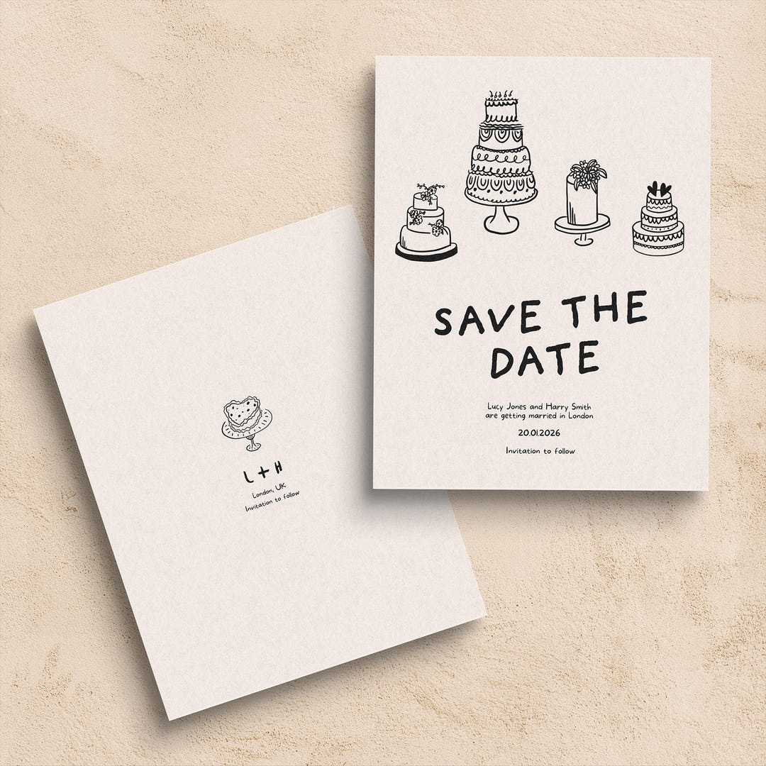 Save the Date Fun Scribble Cake Template (digital Download) - Etsy UK