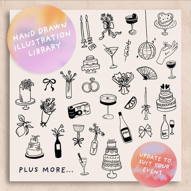 Hand-drawn Wedding Stationery Suite: Illustrated Editable Printable ...