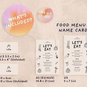MENU + PLACE CARDS Template | Printable Table Decor | Fun Doodle Hand ...