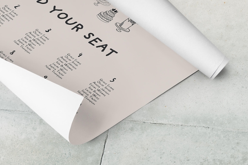 Hand-drawn Wedding Seating Chart Template | Illustrated Event Guest ...