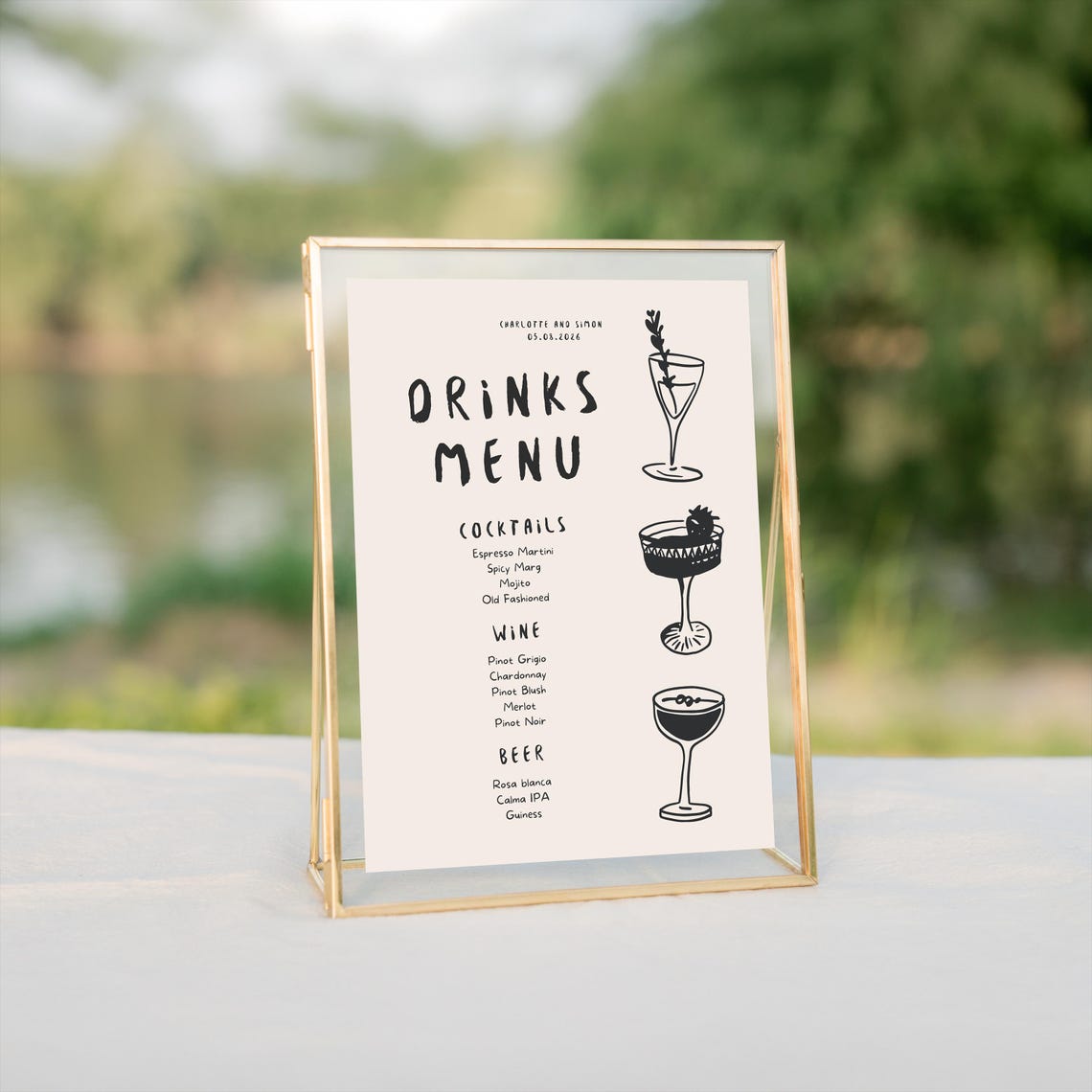 DRINKS BAR MENU Template | Printable Wedding Table Decor | Fun Hand ...