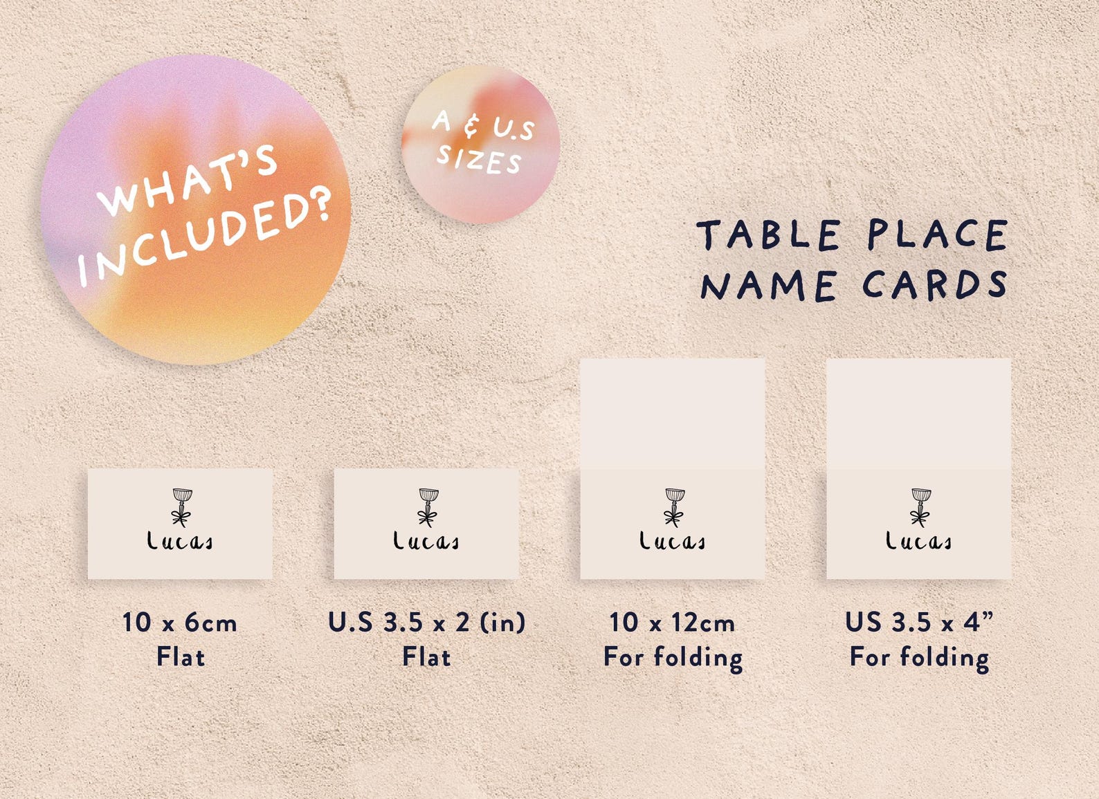 TABLE PLACE CARDS Template | Cute Illustrated Wedding Table Decor ...