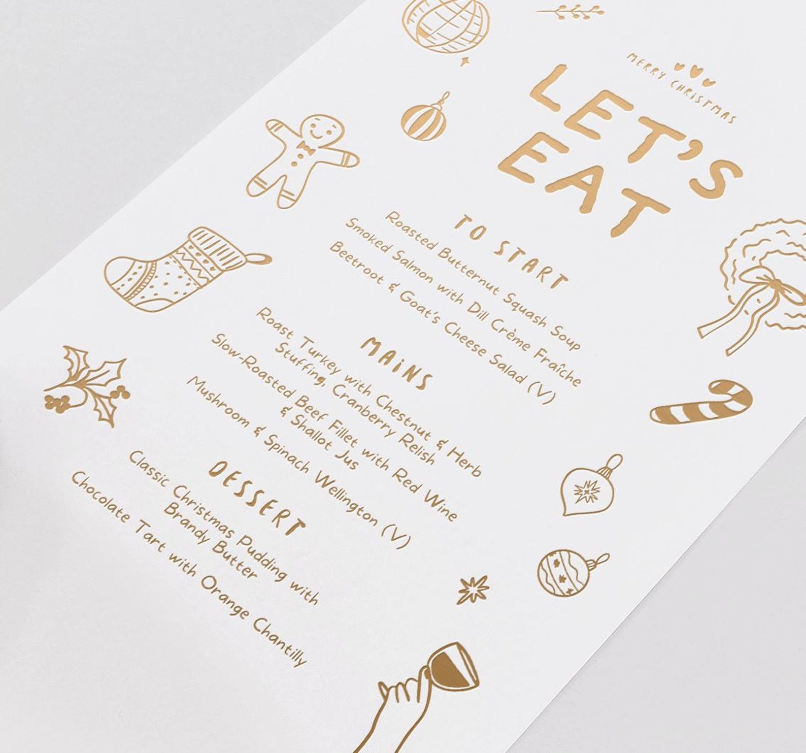 Illustrated Christmas Menu + Place Cards Template | Hand-drawn ...