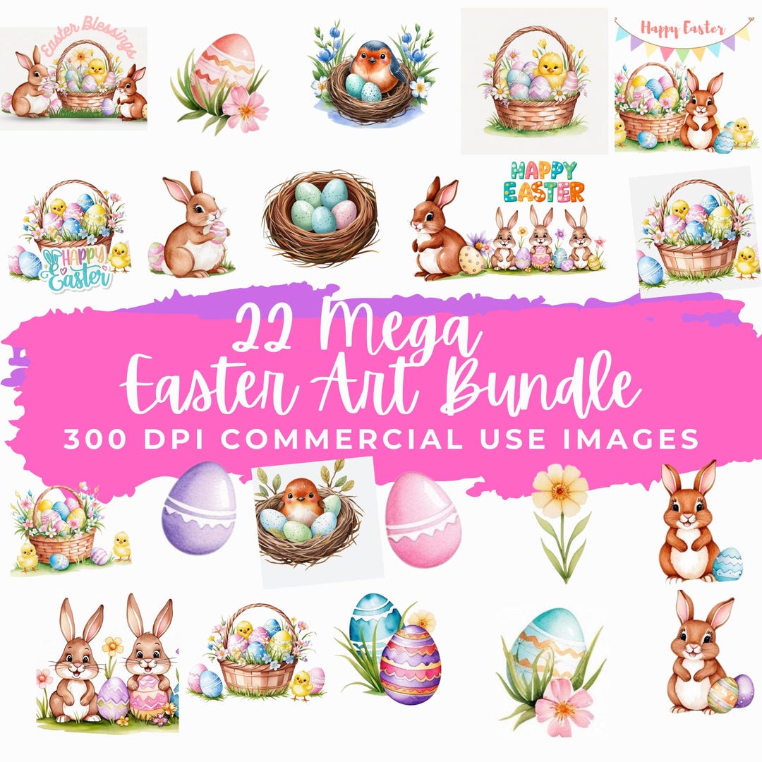 Watercolor Spring Easter PNG Clip Art Mega Bundle, PNG Spring PNG ...