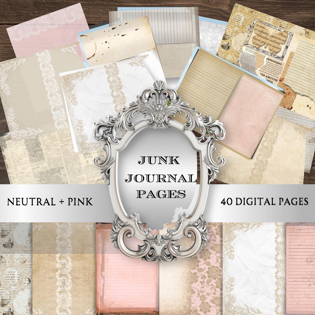 Pink & Neutral Junk Journal Filler Papers: Versatile Design Pages ...
