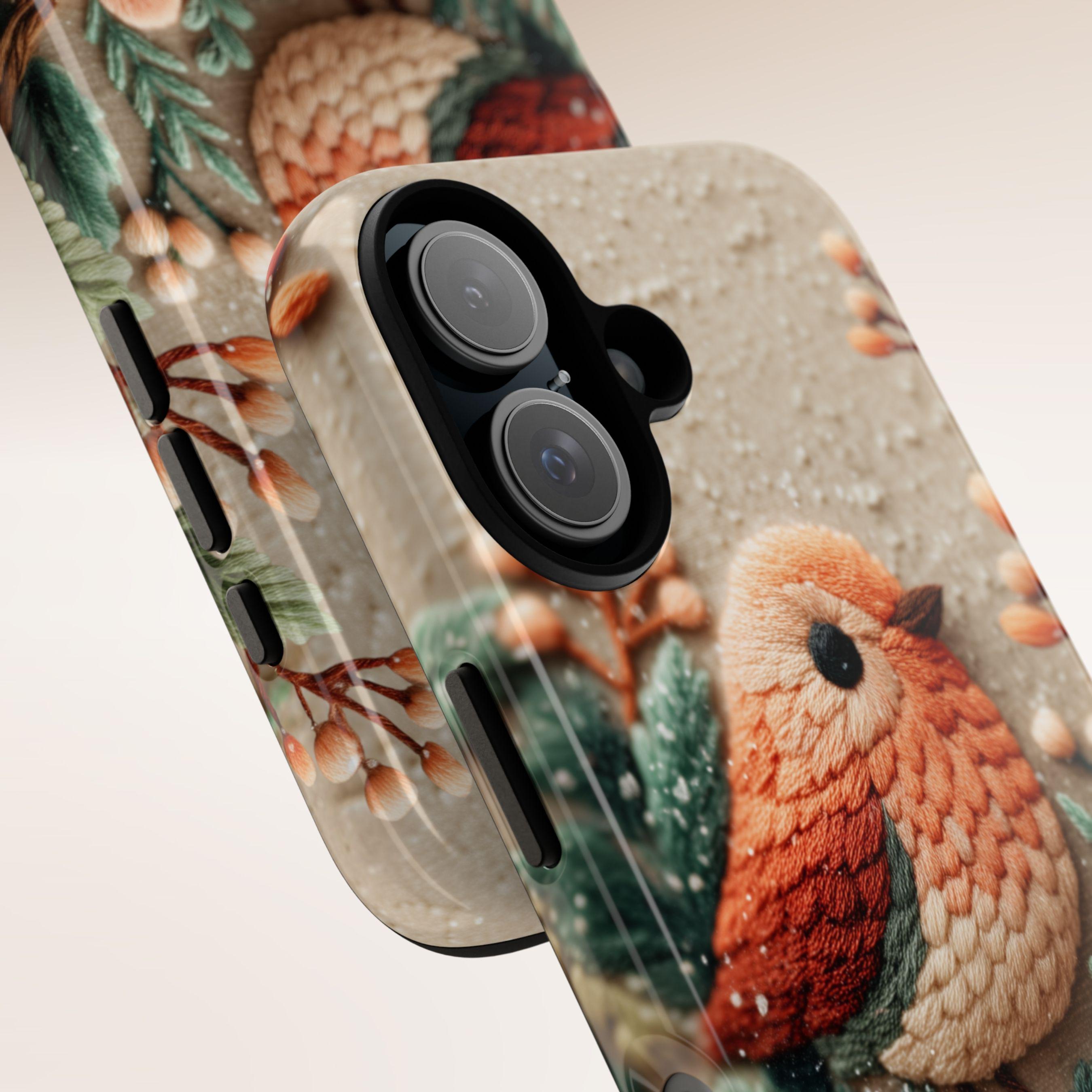 Robin Embroidered Style Phone Case: Winter Bird Design - iPhone ...