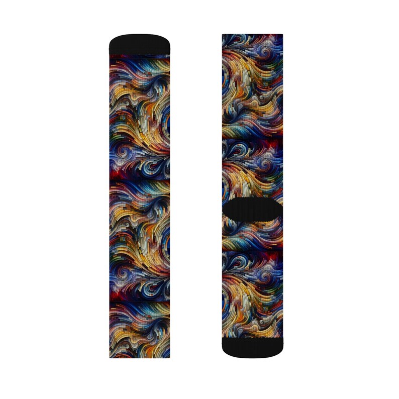 Colorful Wavey Sublimation Socks, Special Unique Pattern Artsy Catchy ...