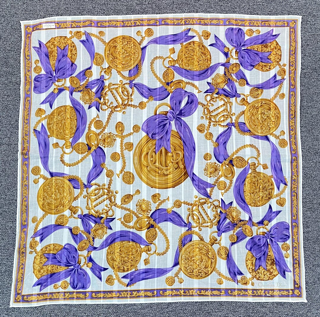 Vintage Christion Dior Chain Handkerchief Bandana Pocket Square Scarf ...