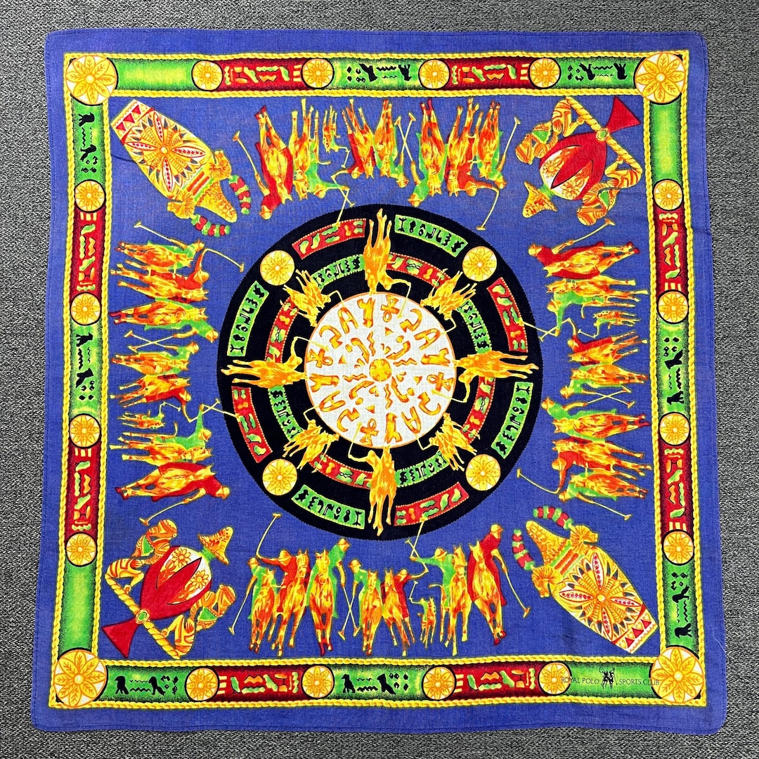 Vintage Royal Polo Spots Club Handkerchief Bandana Pocket Square Scarf ...