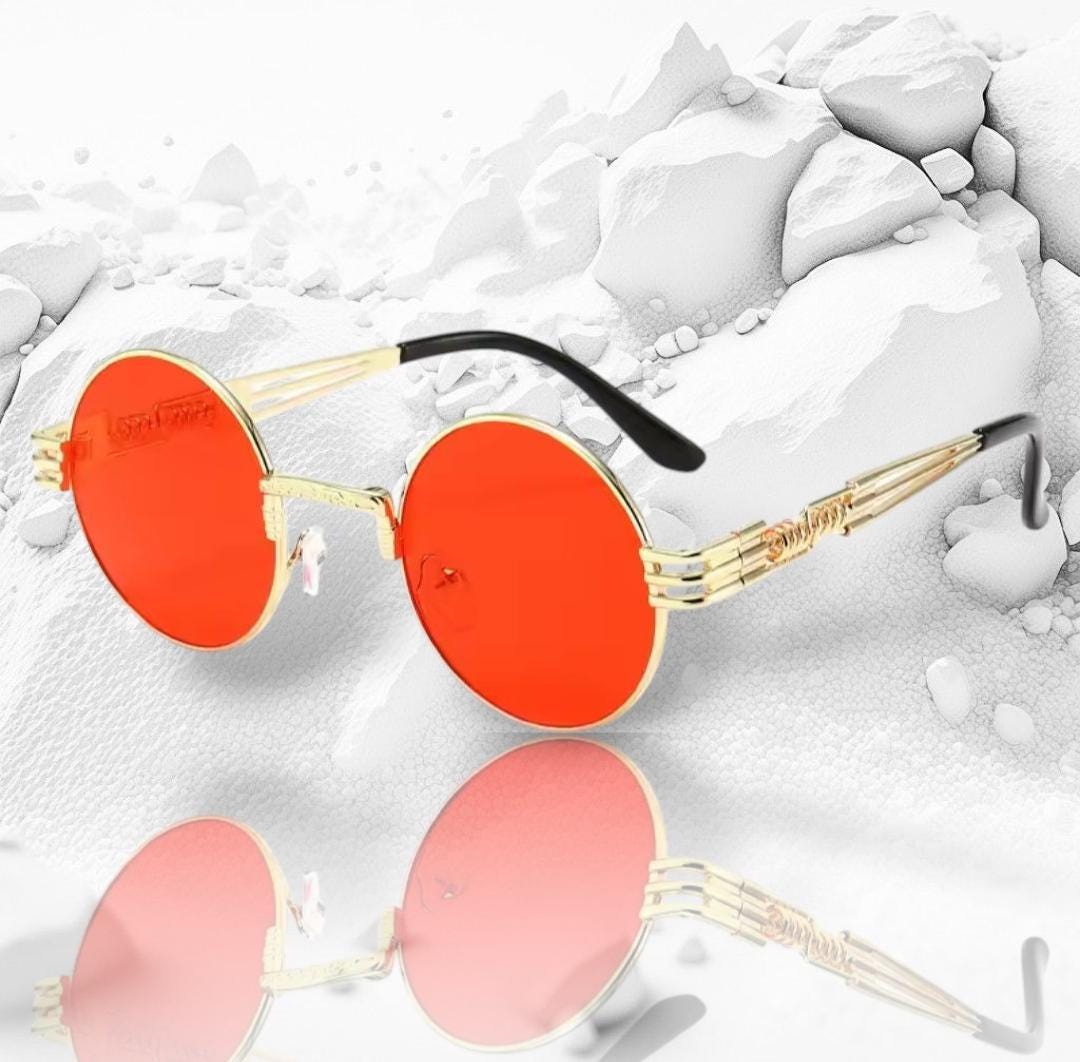 Gold Red Gothic Steampunk Sunglasses for Men and Women, Men and Women ...