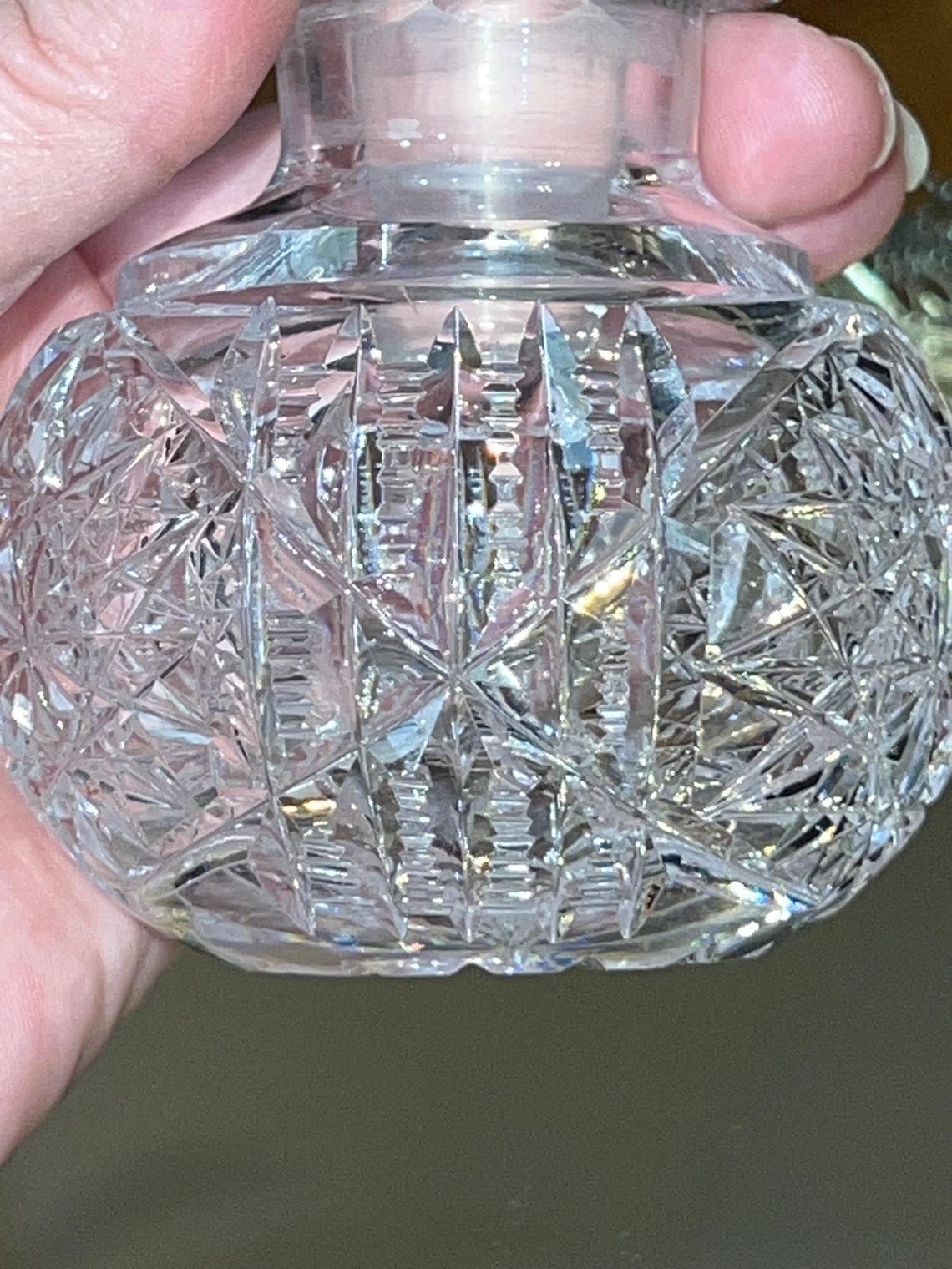 Stunning Vintage Antique 5’ Cut Glass Large Heavy Perfume Bottle. - Etsy