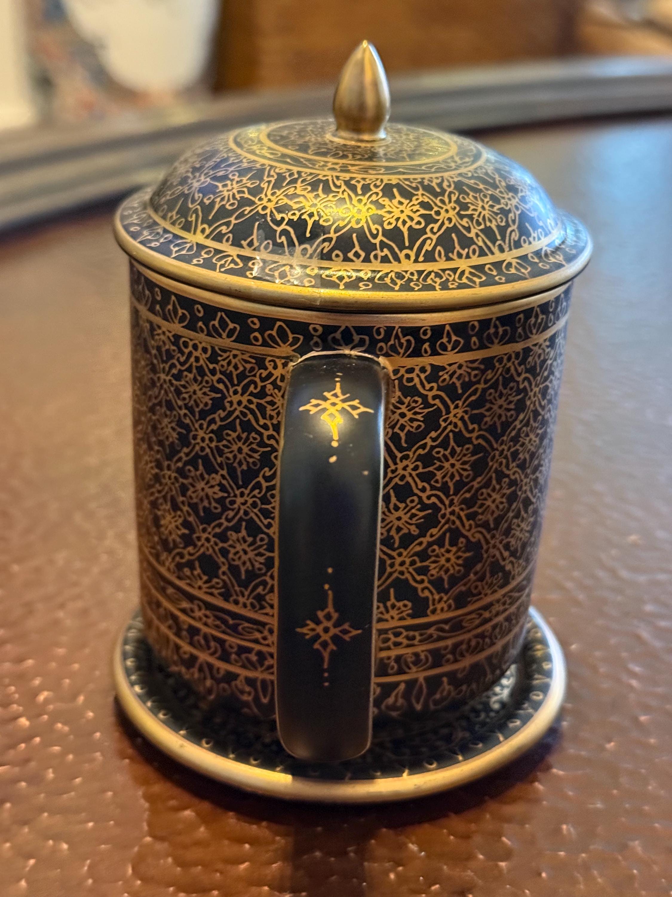 Set of TWO Thai Porcelain Benjarong Pottery Gold Leaf & Handpainted ...