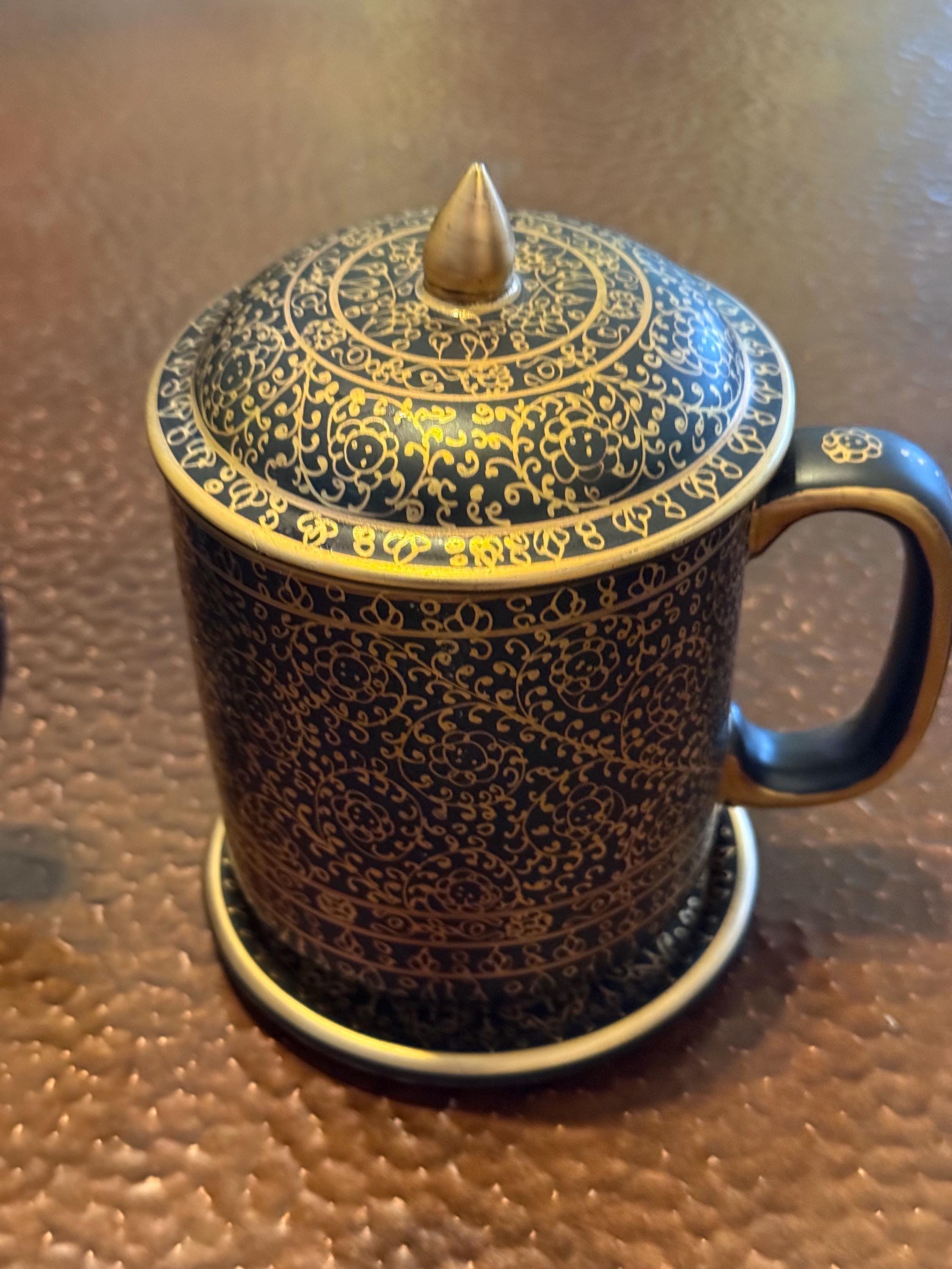 Set of TWO Thai Porcelain Benjarong Pottery Gold Leaf & Handpainted ...