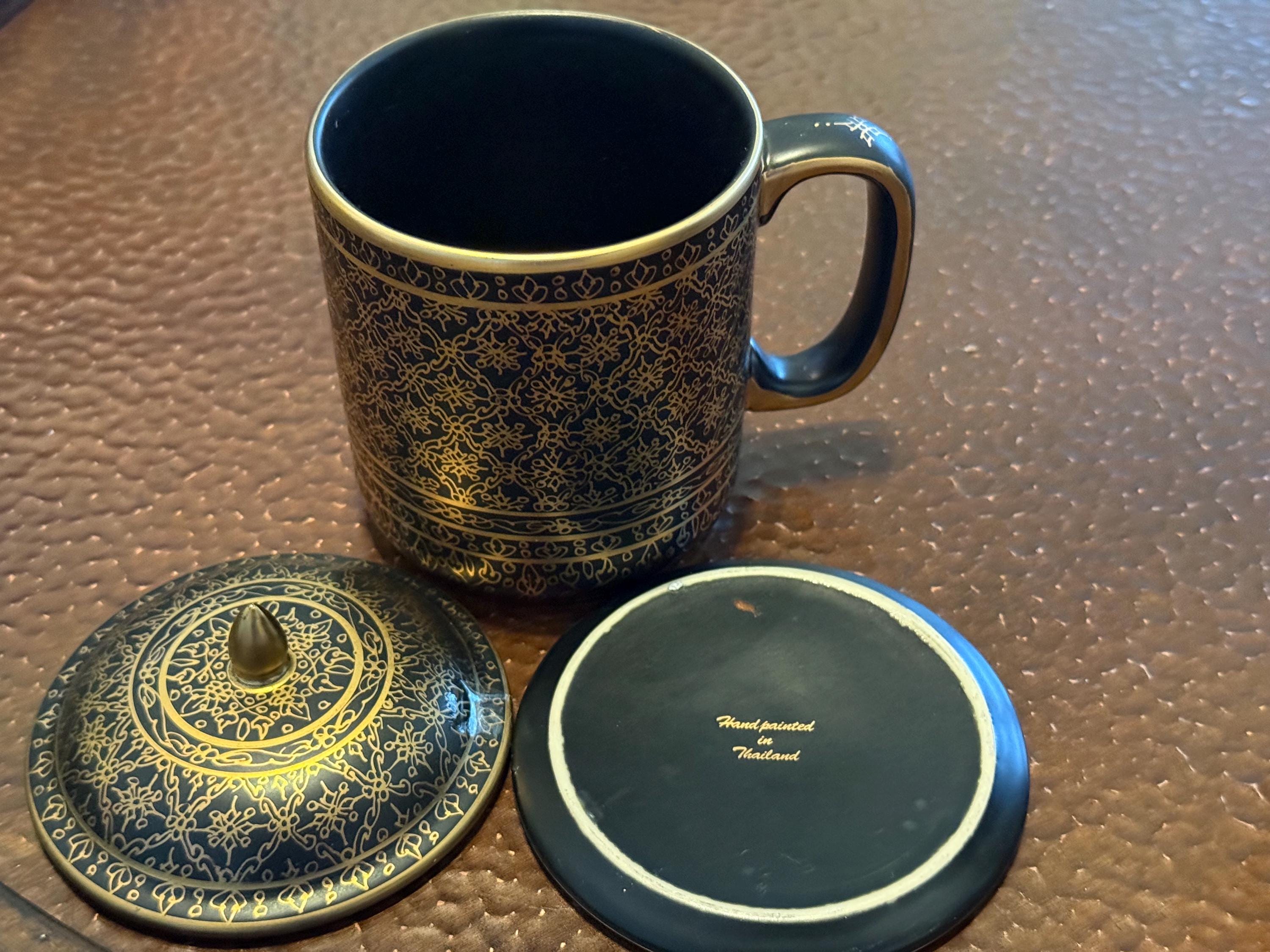 Set of TWO Thai Porcelain Benjarong Pottery Gold Leaf & Handpainted ...