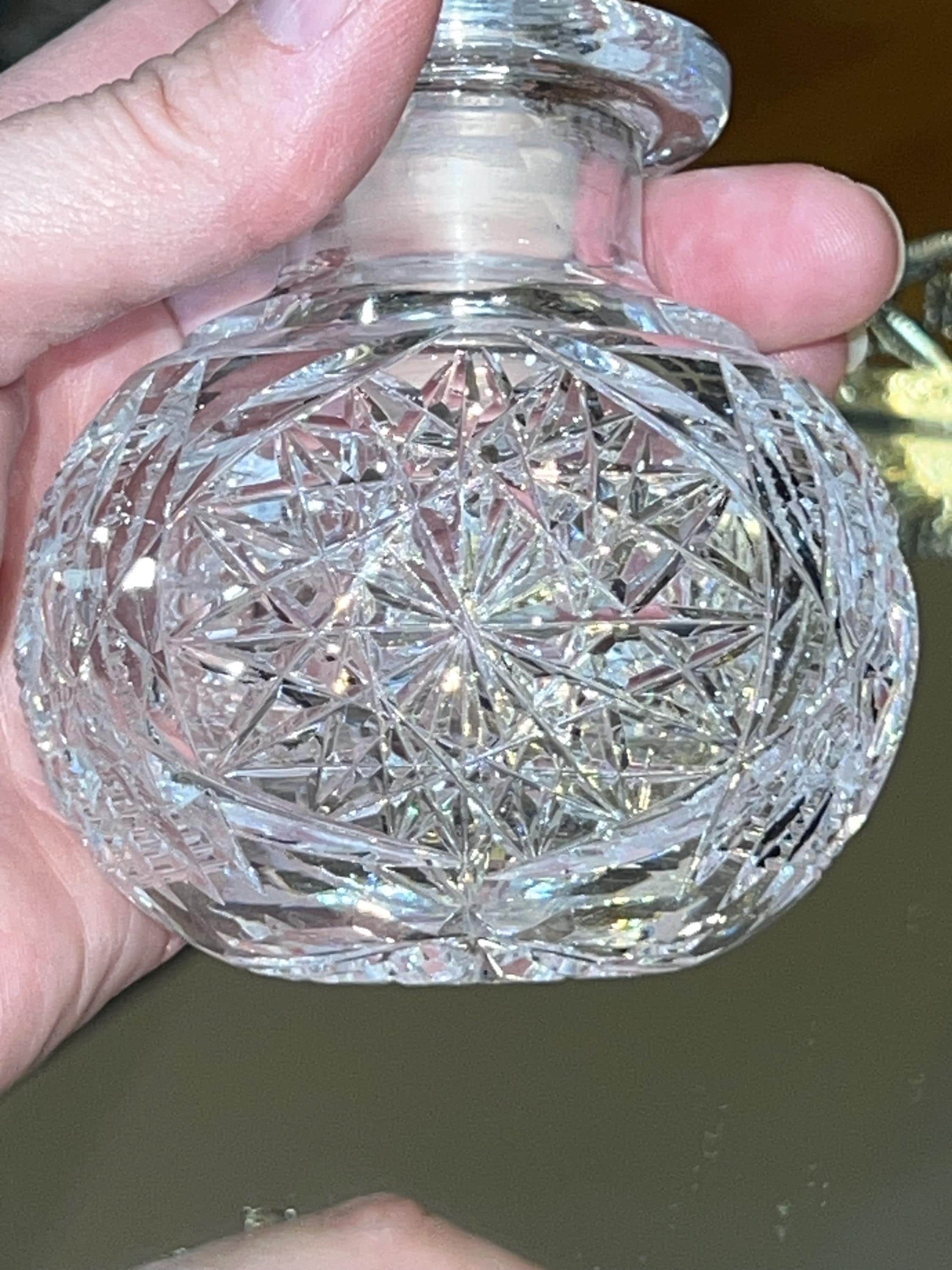 Stunning Vintage Antique 5’ Cut Glass Large Heavy Perfume Bottle. - Etsy