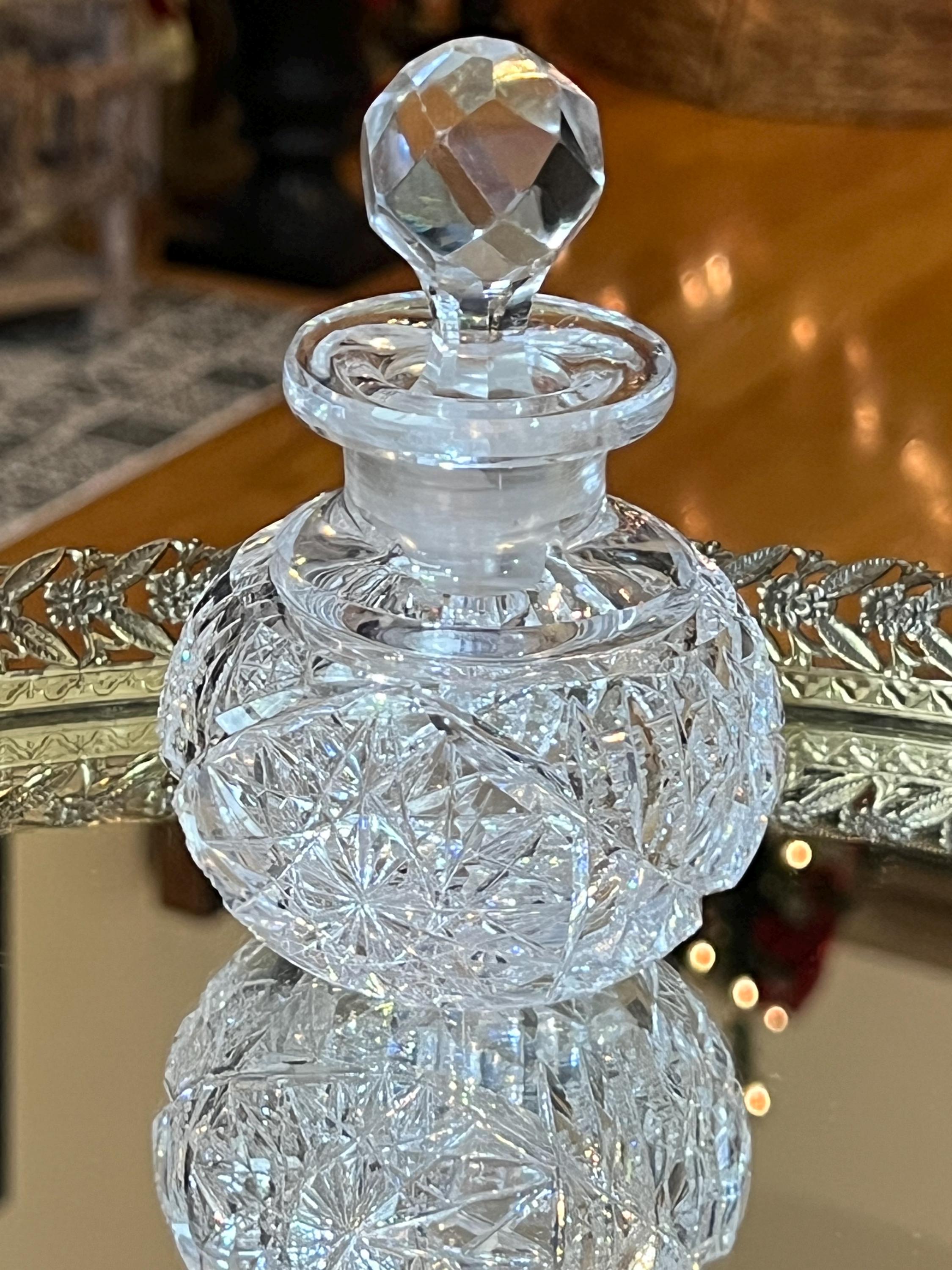 Stunning Vintage Antique 5’ Cut Glass Large Heavy Perfume Bottle. - Etsy