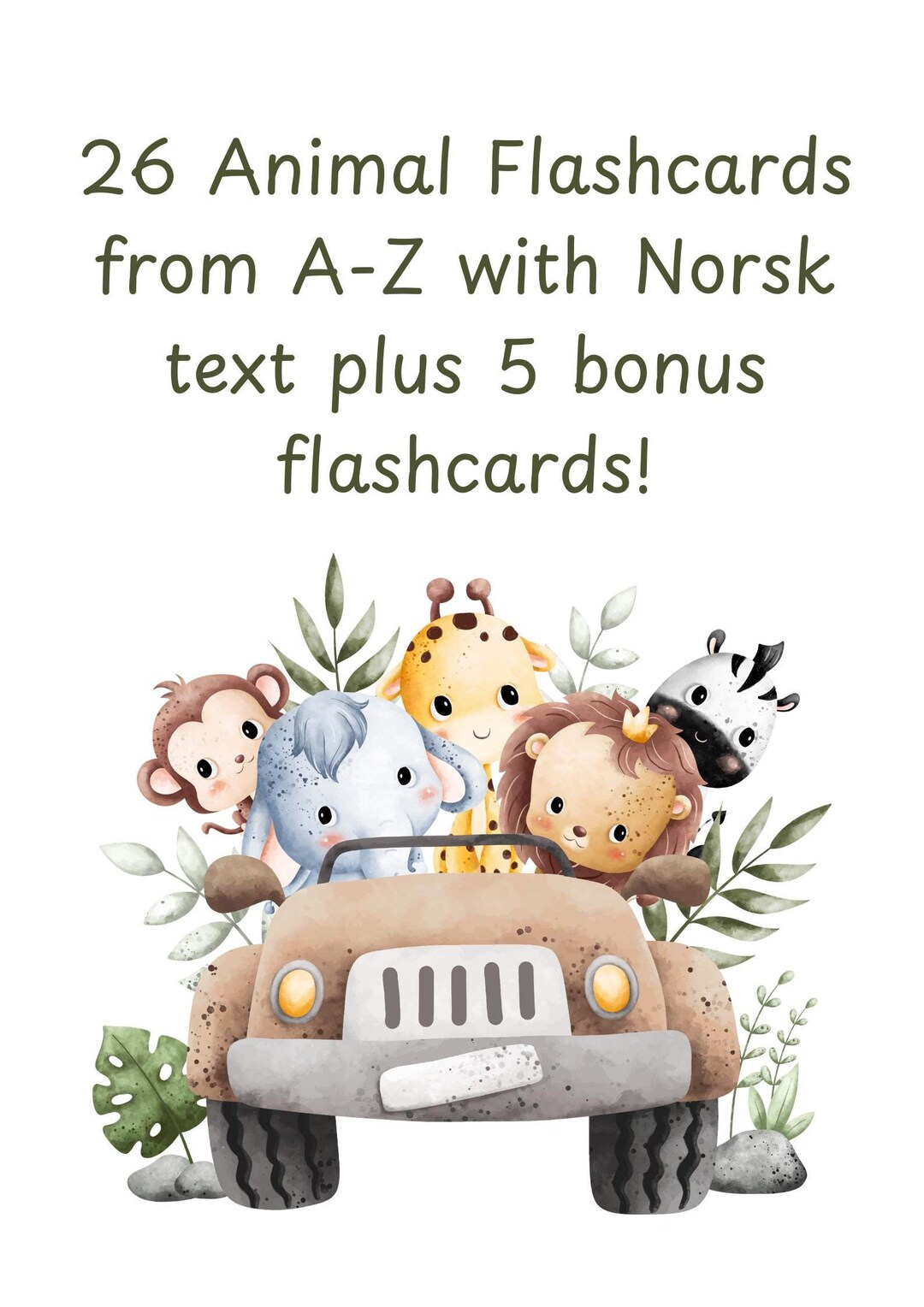 26 Animal Alphabet Flashcards English/norsk - Etsy
